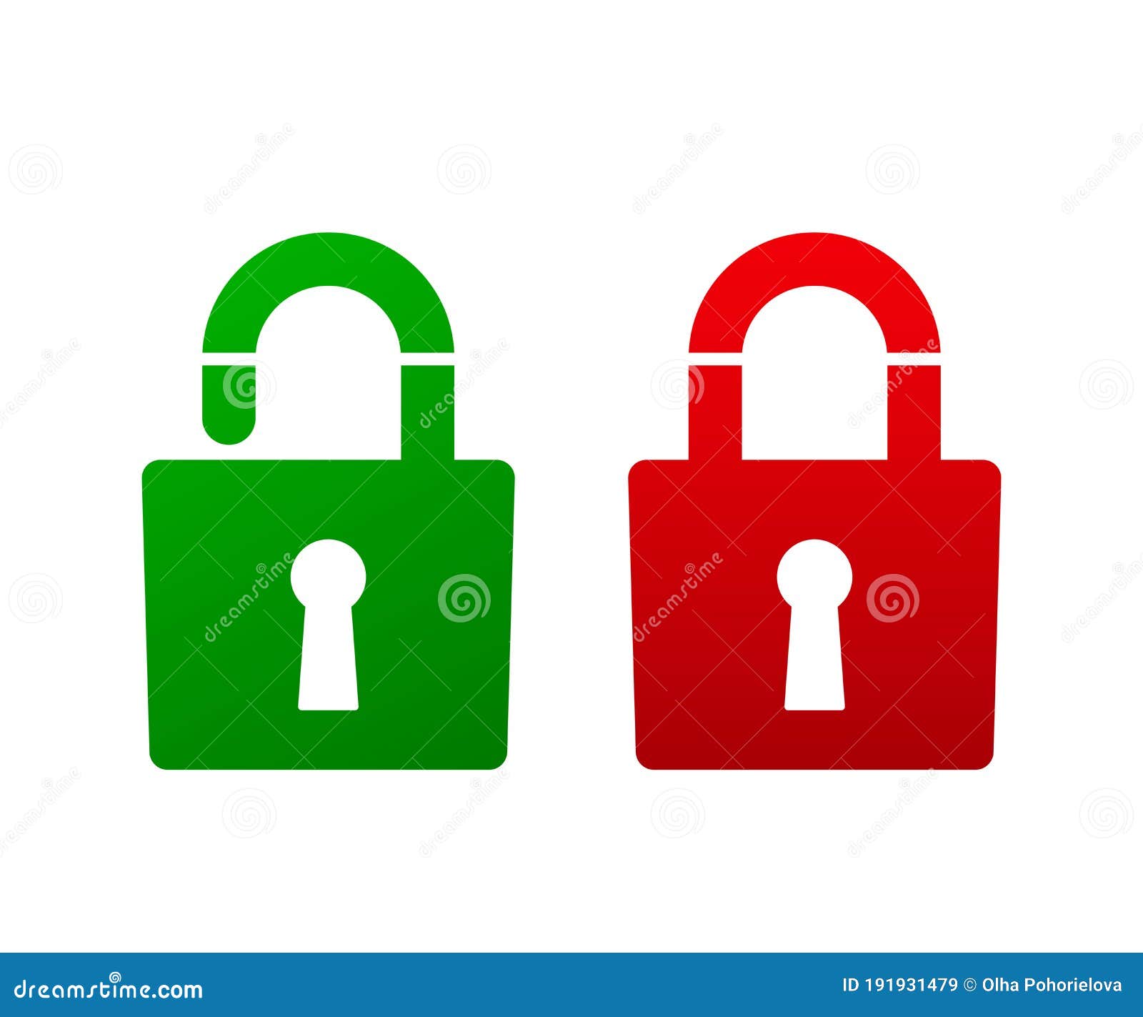 Open and Closed Lock. Icon in a Flat Style. Protection Concept Stock ...