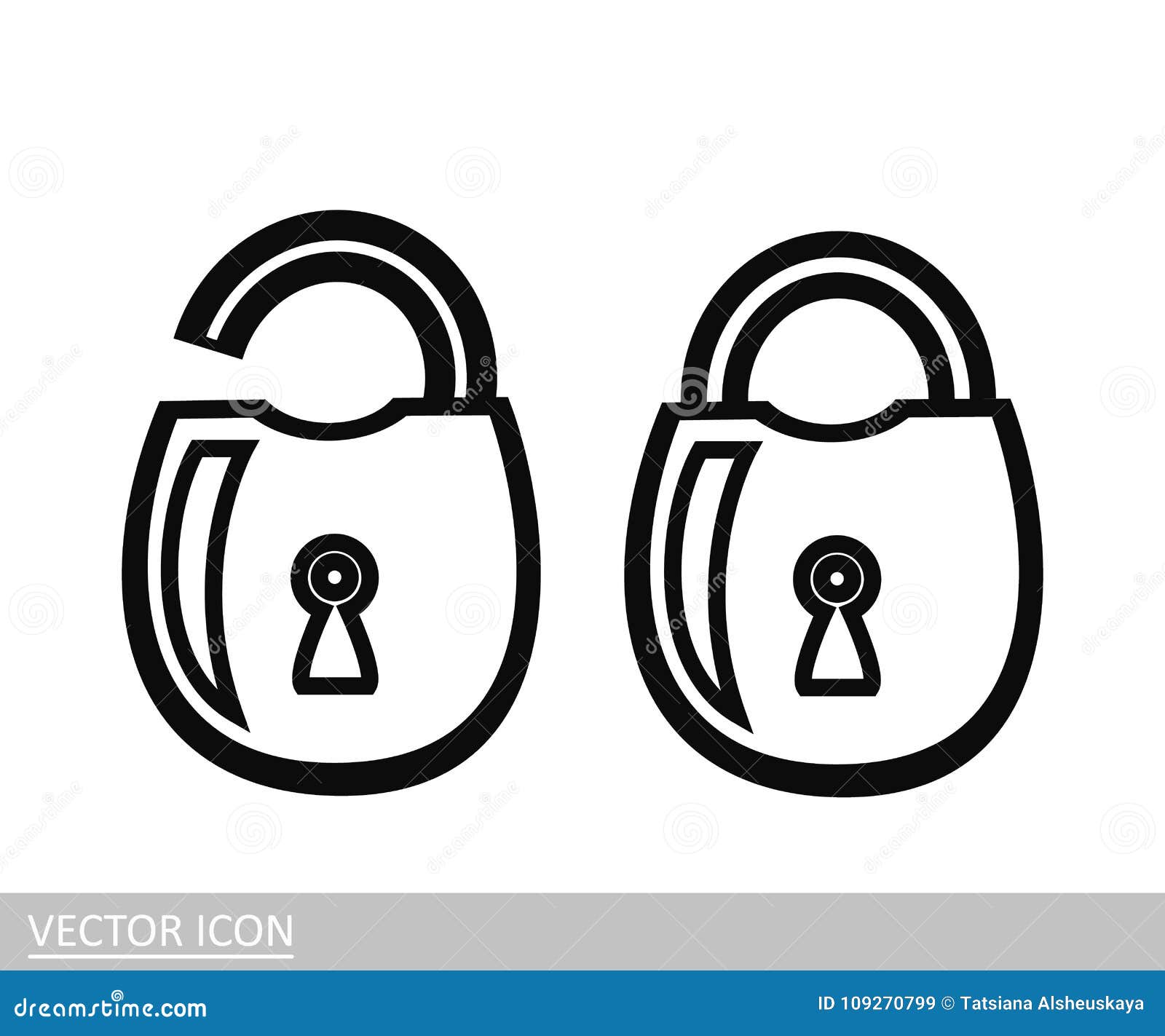 Open and Closed Lock. Icon in a Line Design Style. Stock Vector ...