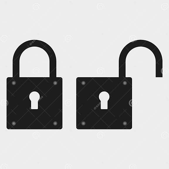 Open and Closed Lock Icon Set Vector Eps10. Lock Security Sign. Stock ...