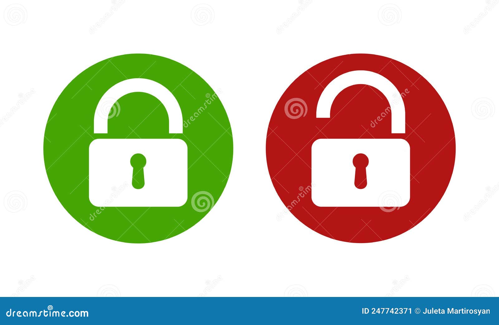 Open and closed lock icons stock illustration. Illustration of padlock ...