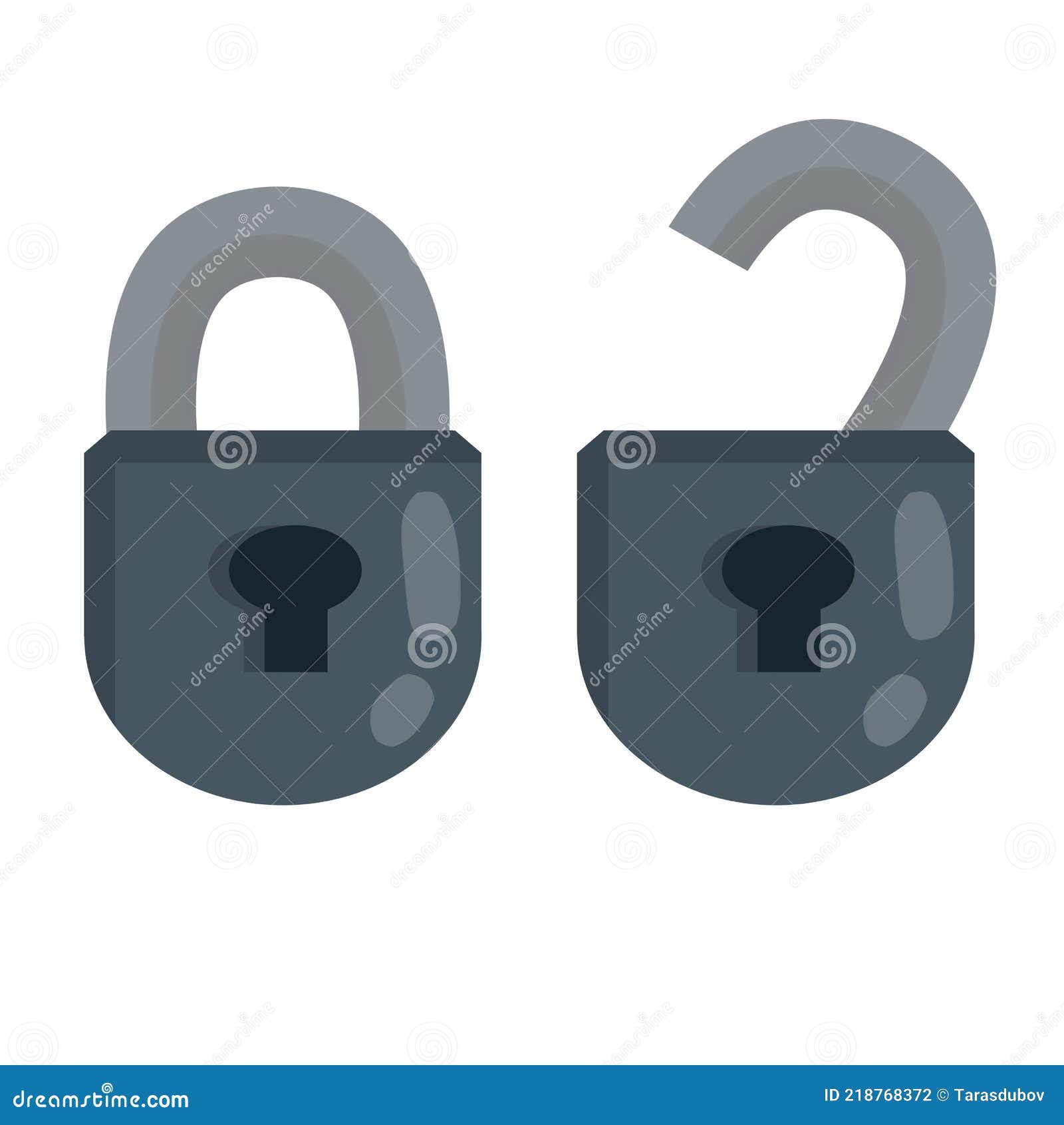 Open and Closed Lock. Metal Object. Protection and Security Stock ...