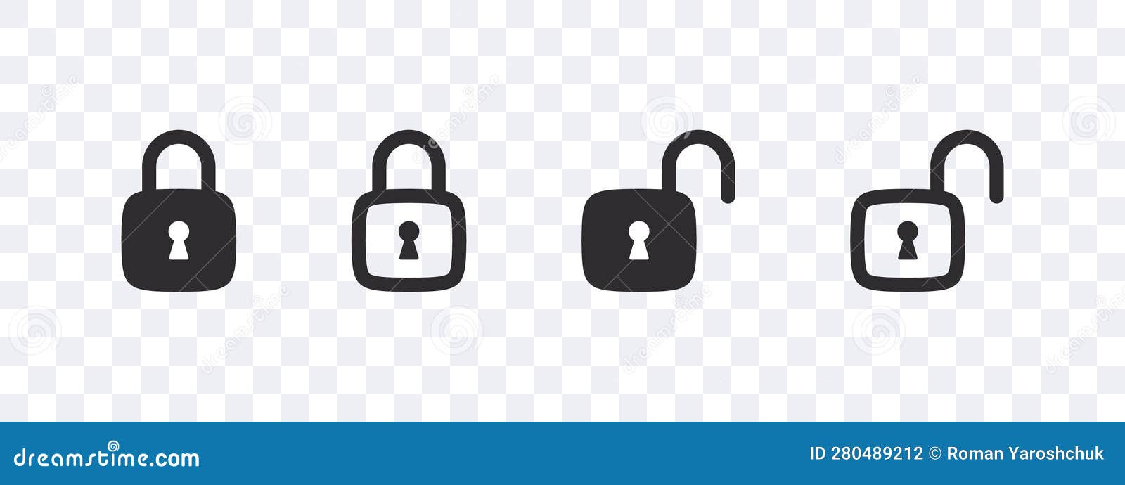 Open and Closed Locks Icons. Padlocks Icons. Security Symbol Icons ...