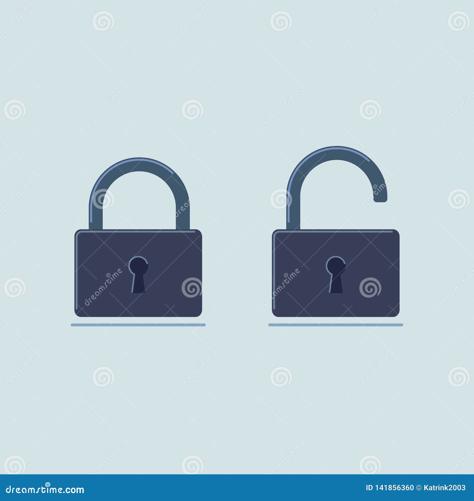 Open and Closed Metal Locks in Flat Style. Icon Stock Vector ...