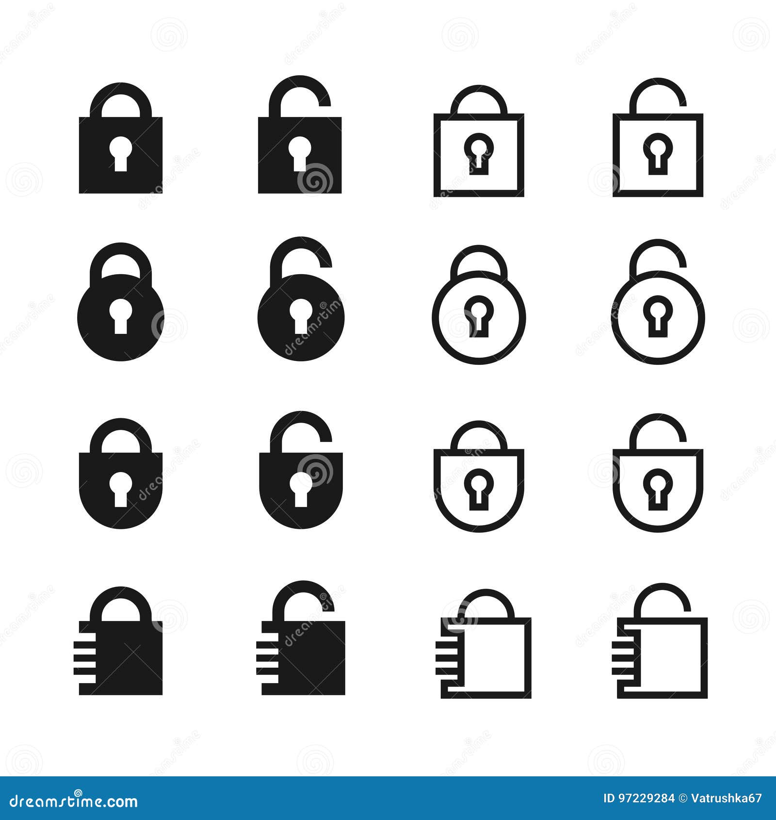 Open and Closed Padlock Icons Stock Illustration - Illustration of ...