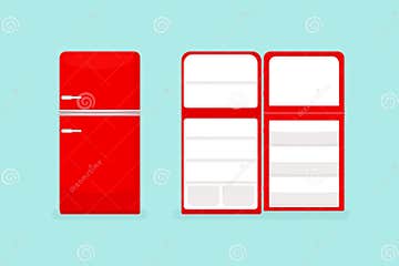 Open and closed red fridge stock vector. Illustration of interior ...