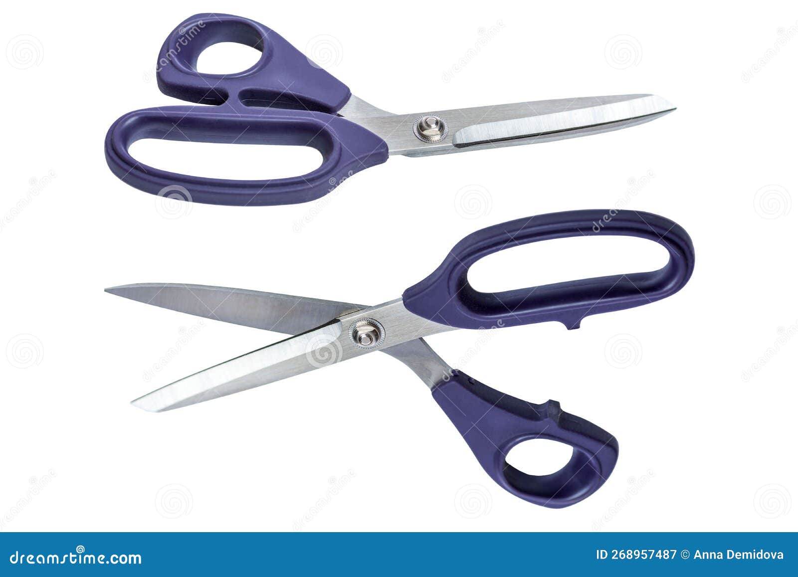 Open and Closed Scissors for Paper and Sewing. Set, Collage. Close-up ...