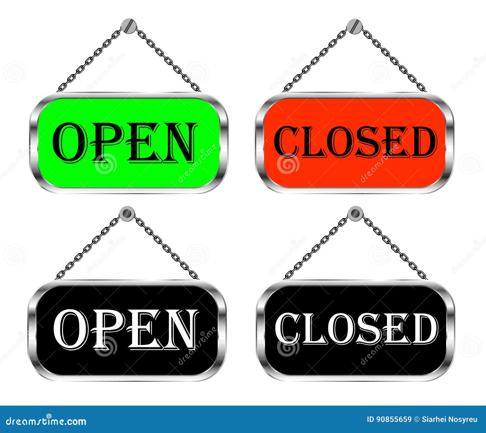 Open and Closed Sign Board, Vector Isolated Set. Stock Vector ...