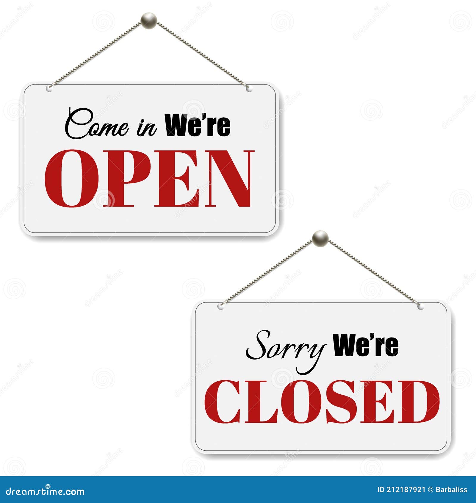 Open and Closed Signs Set stock vector. Illustration of icon - 212187921