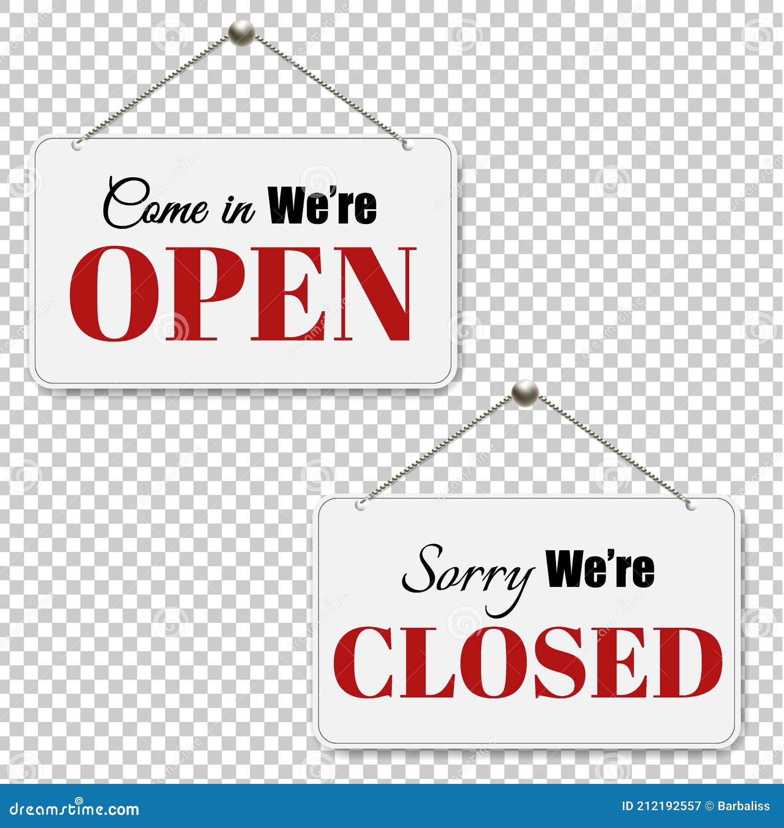 Open and Closed Signs Set Transparent Background Stock Vector ...