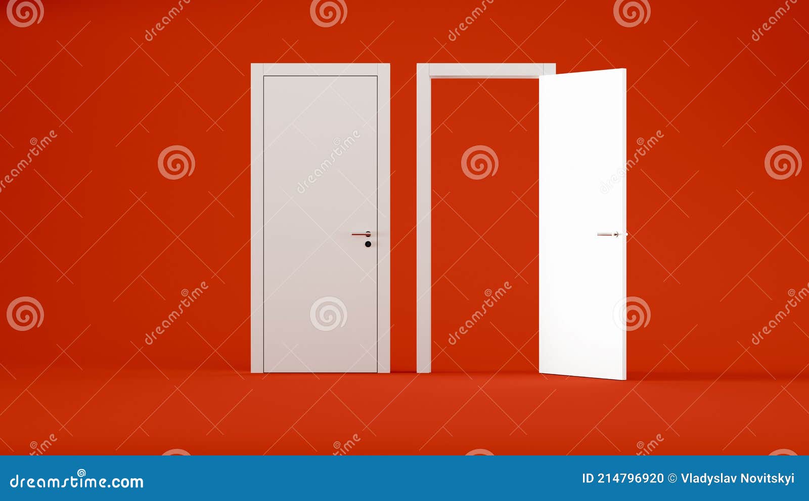 Open and Closed Two White Doors on a Red Background, Metaphor of Choice ...