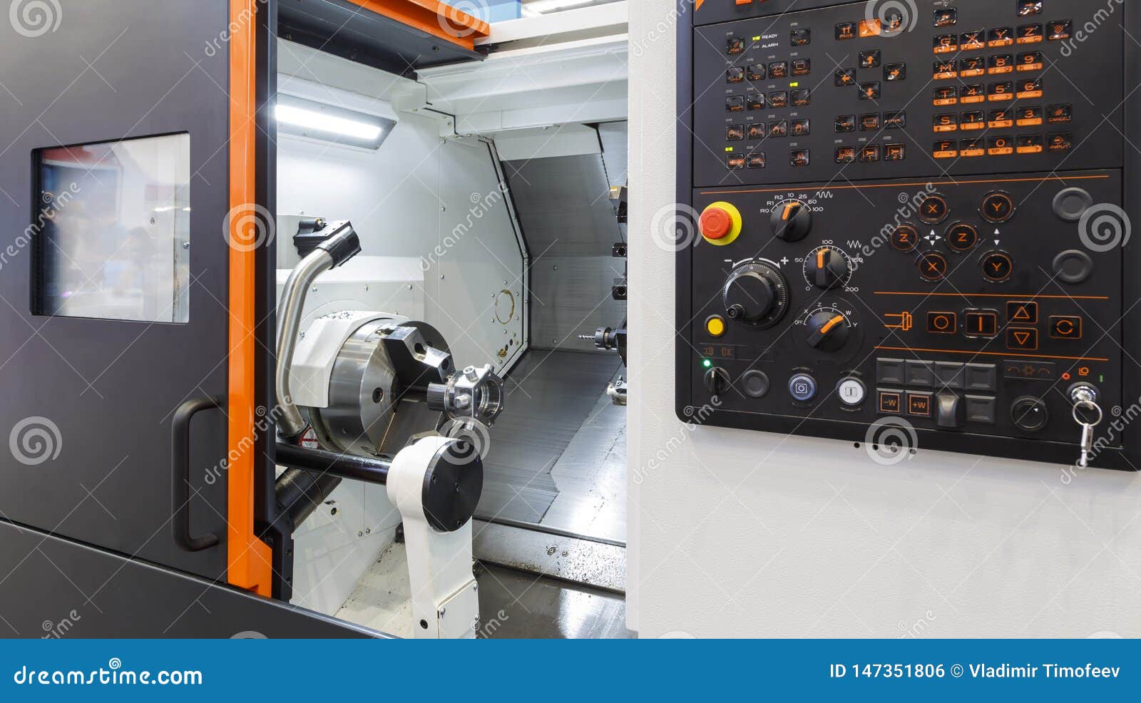 Open CNC Machine with Snap and Controlled Panel Stock Photo - Image of ...