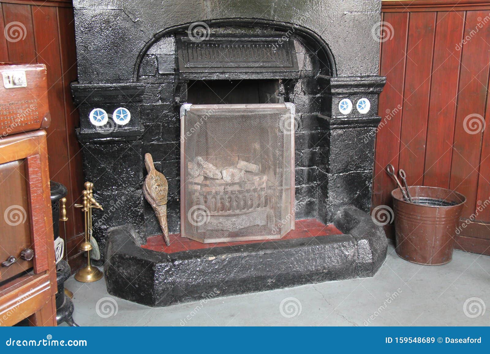 Open Coal Fireplace. stock image. Image of place, fireplace - 159548689