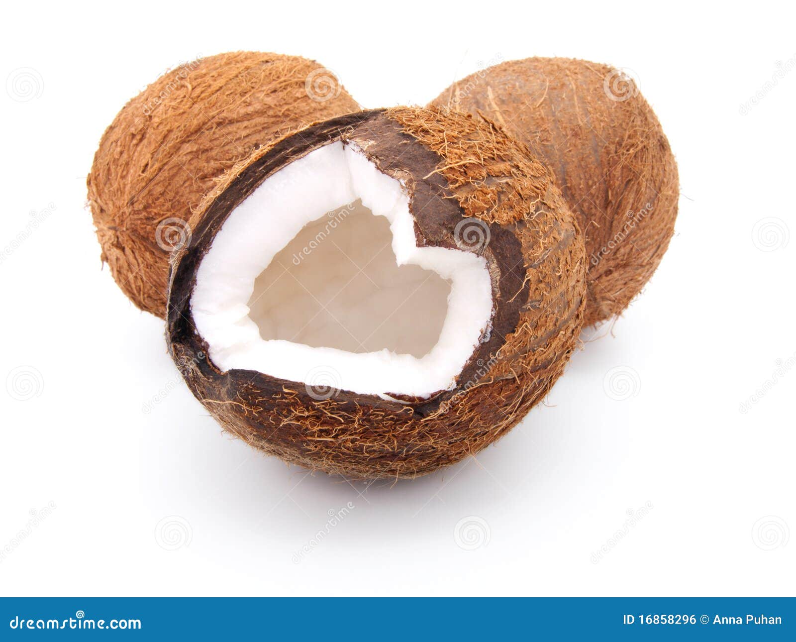 Open Coconut Cream In Glass Jar With Fresh Coconut Split In Half On ...