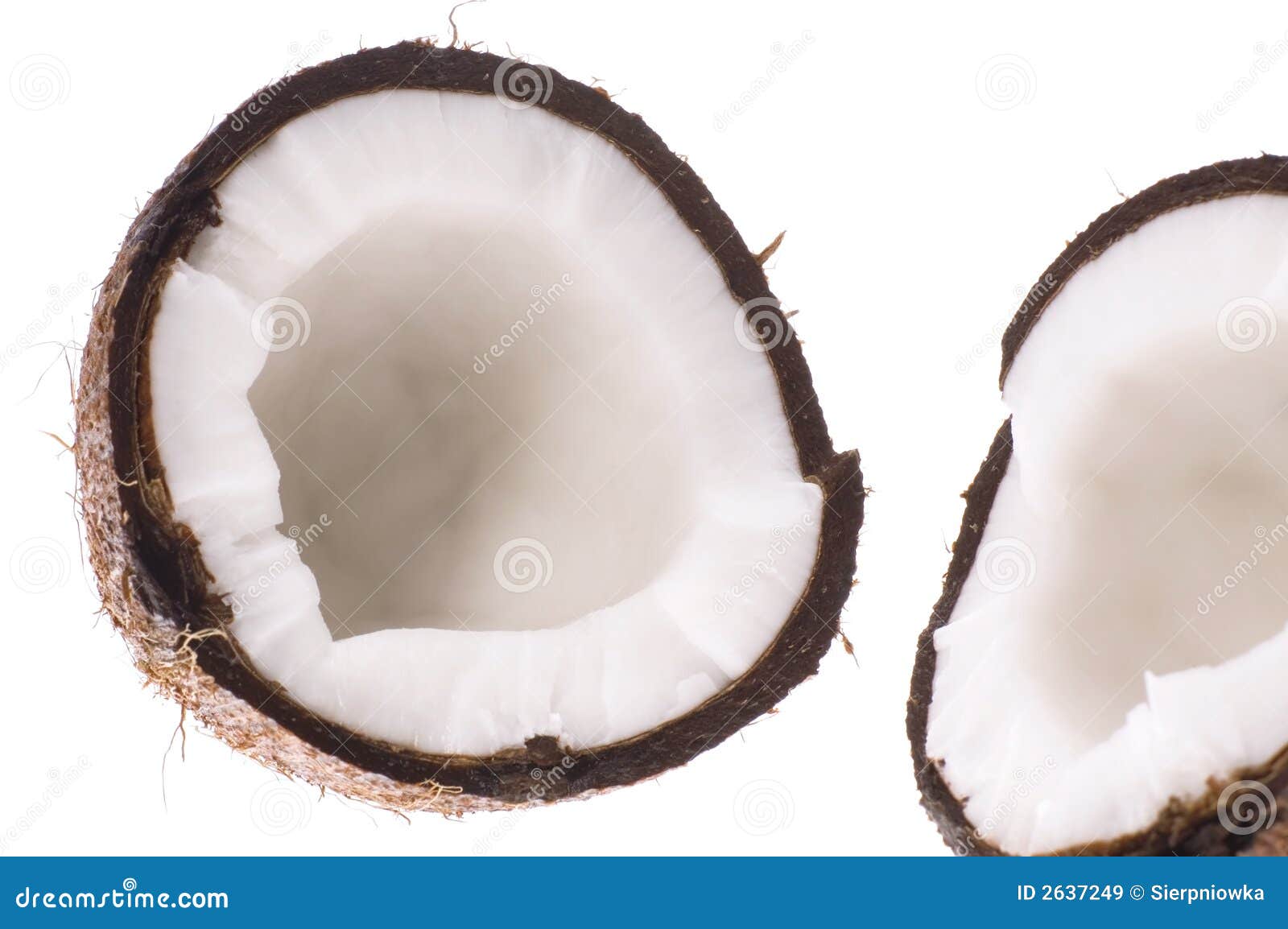 Open Coconut With Meat On A Natural Weathered Wood Background Royalty ...