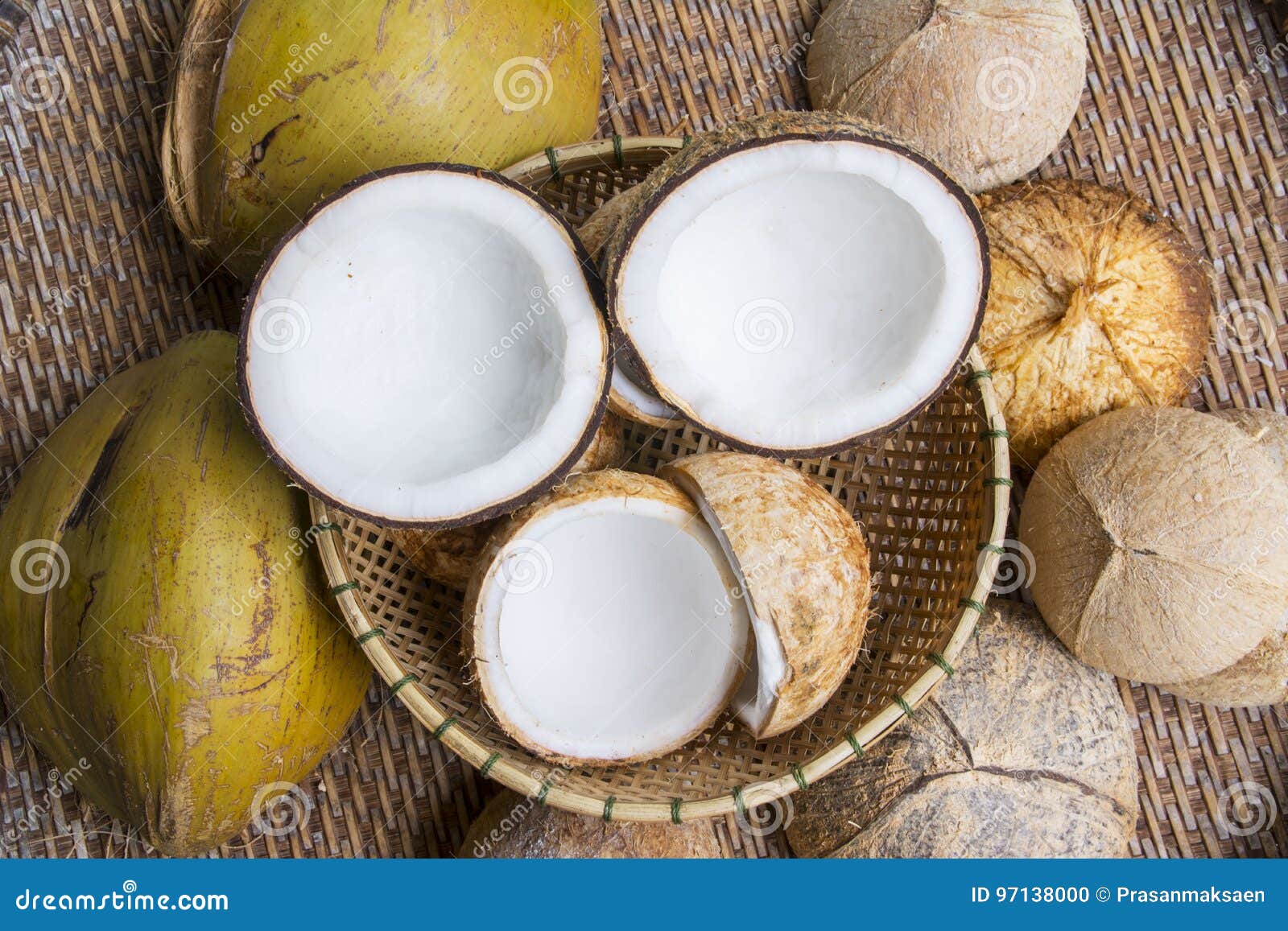Open Coconut with Coconut Peel Stock Photo - Image of peel, coconuts ...