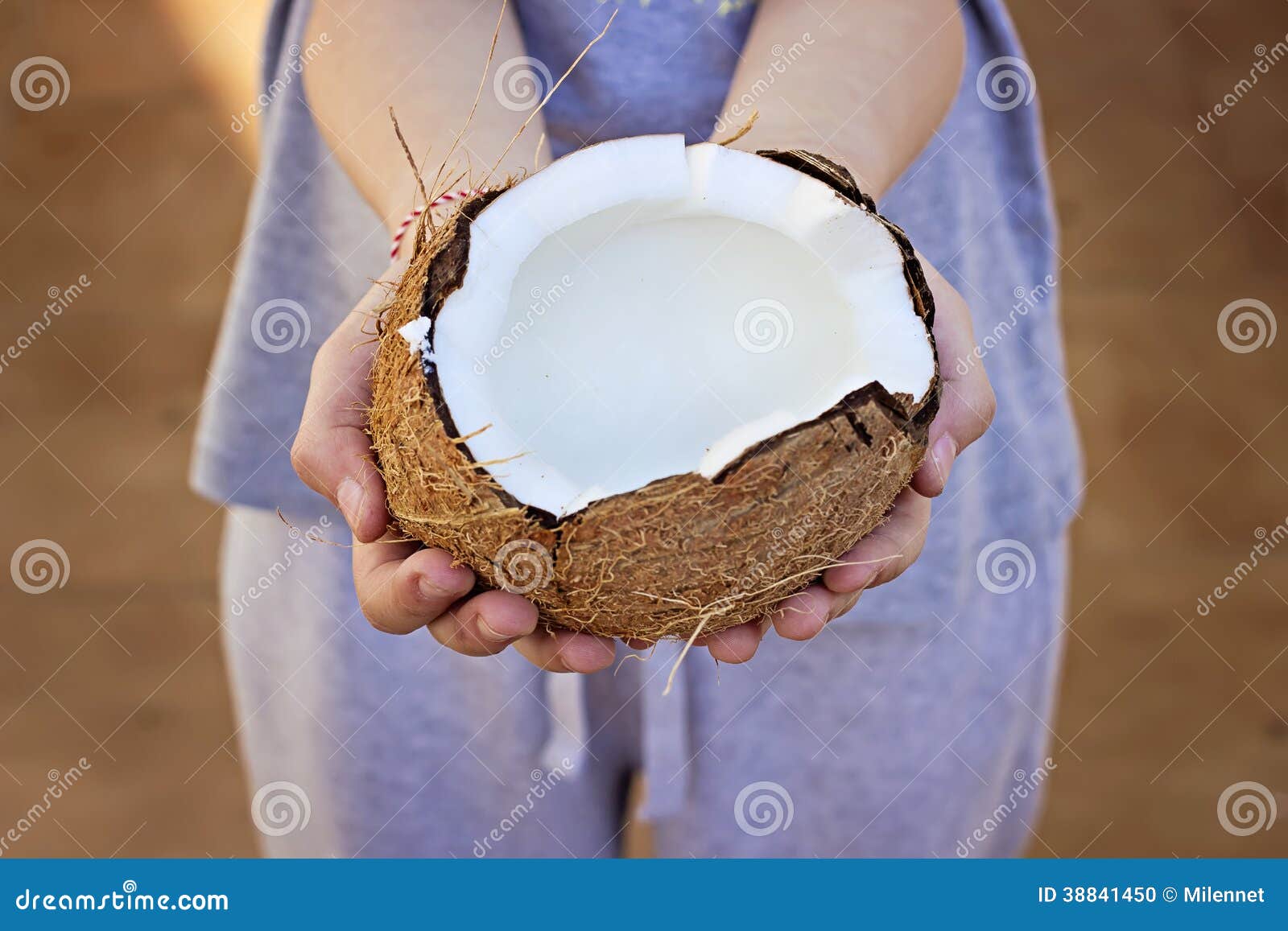 Open coconut in hands stock photo. Image of ingredient - 38841450