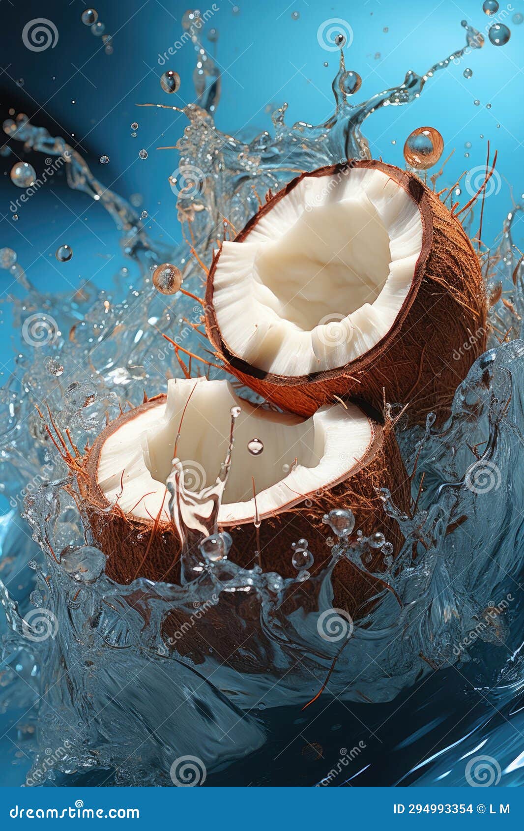 Open Coconut with Splashes of Coconut Milk Stock Illustration ...