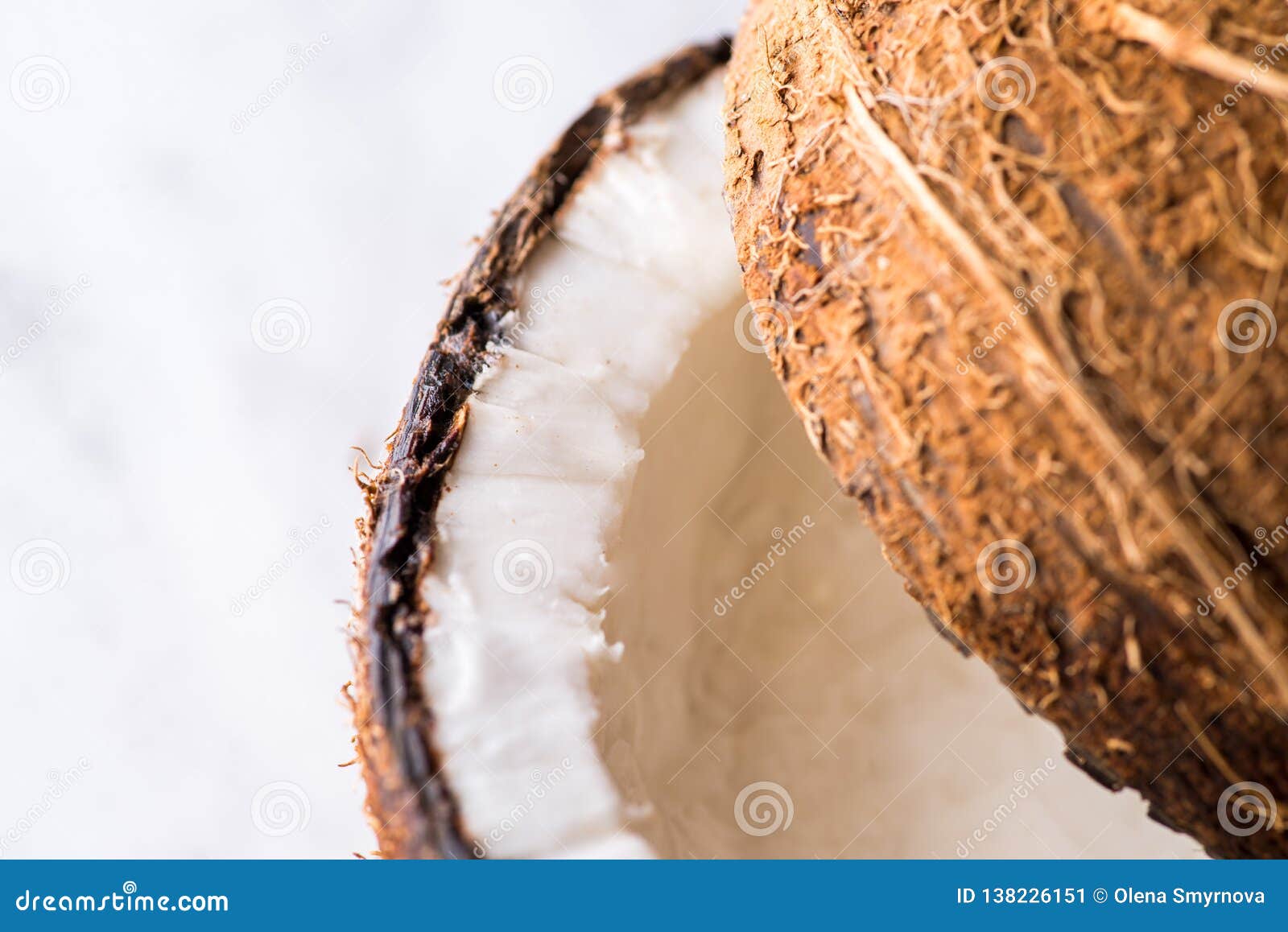 Open coconut on white stock image. Image of flesh, vegan - 138226151
