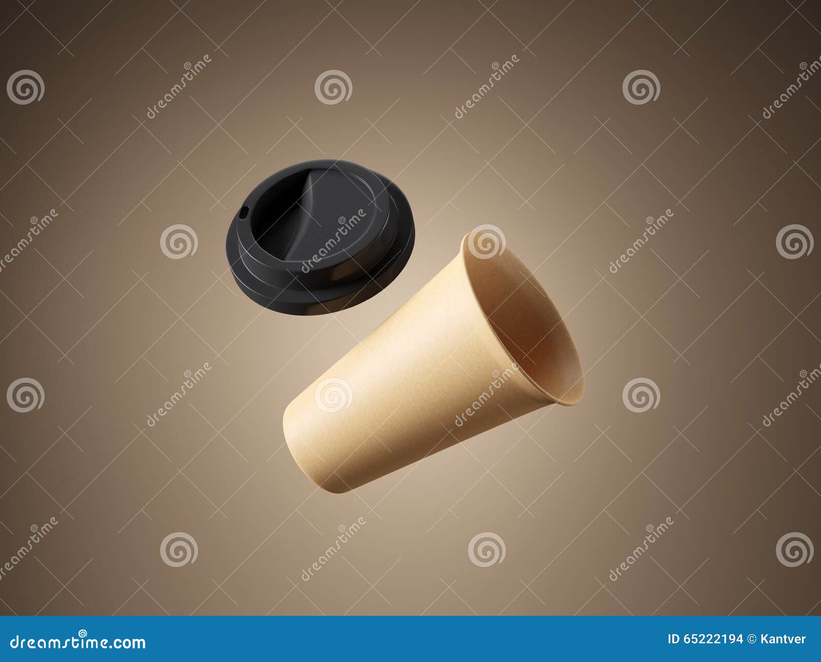 Open Coffee Cup with Plastic Top on the Brown Stock Photo - Image of ...