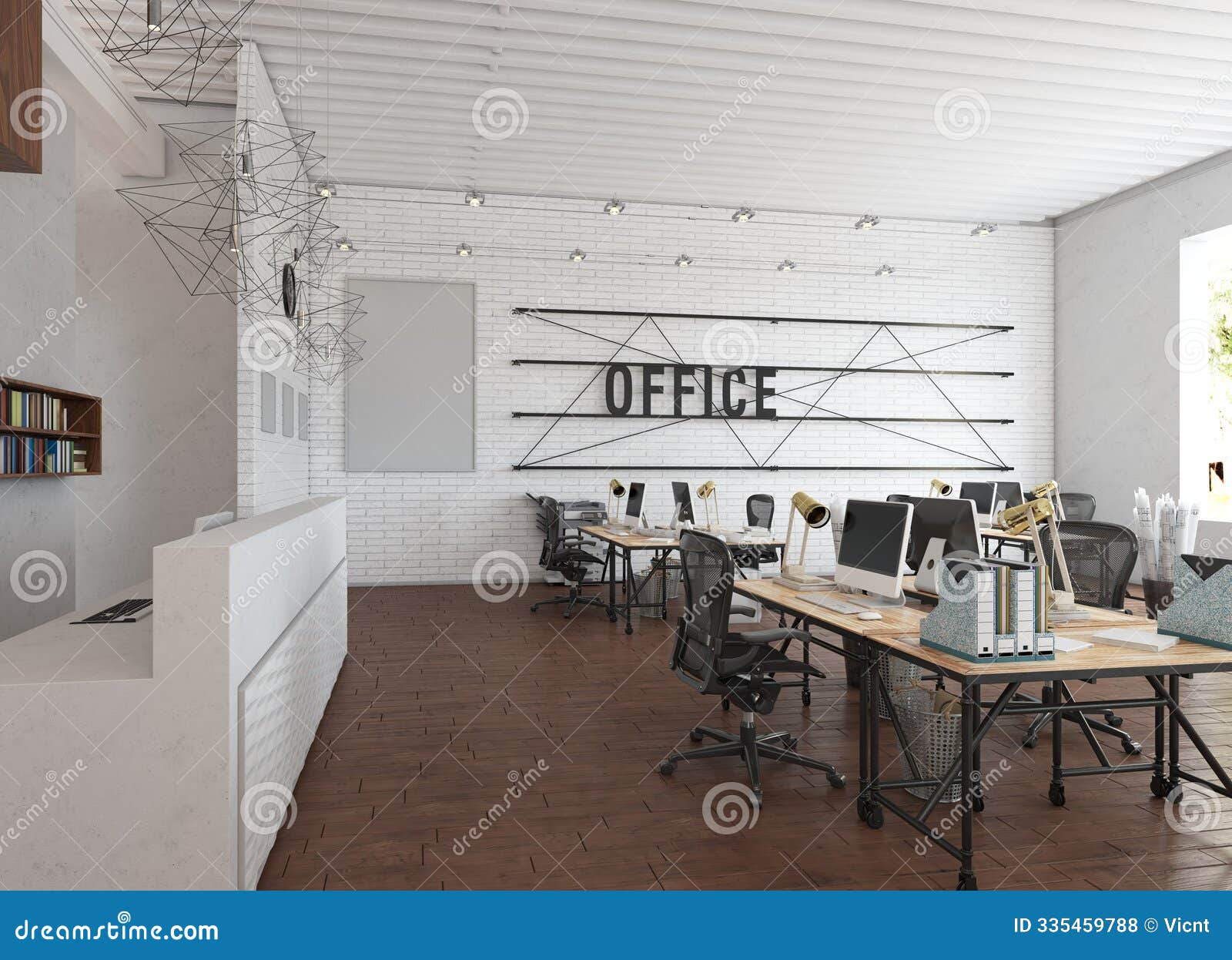 Open, Collaborative Office Space . Stock Illustration - Illustration of ...