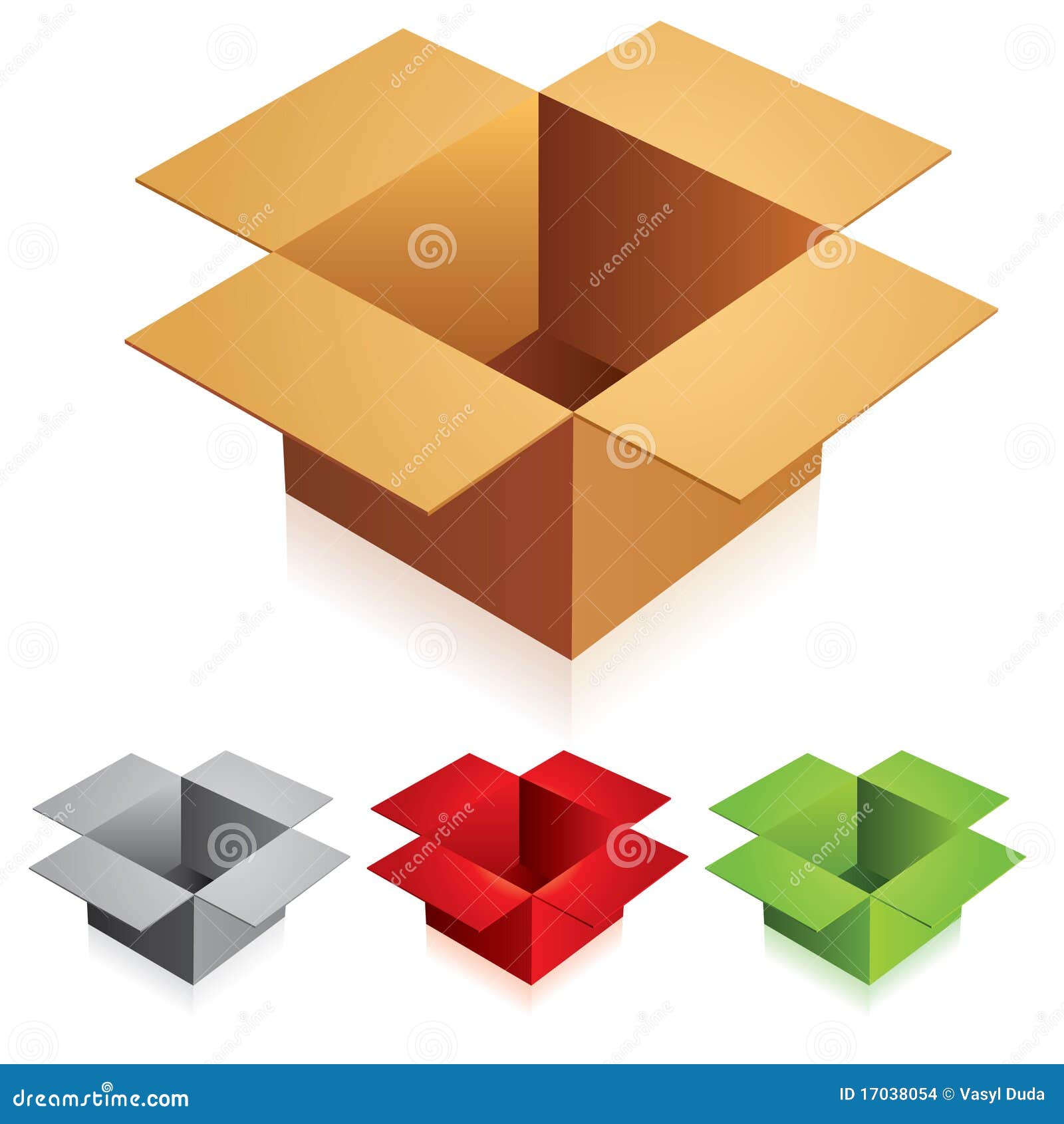 Open color cardboard boxes stock vector. Illustration of packaging ...