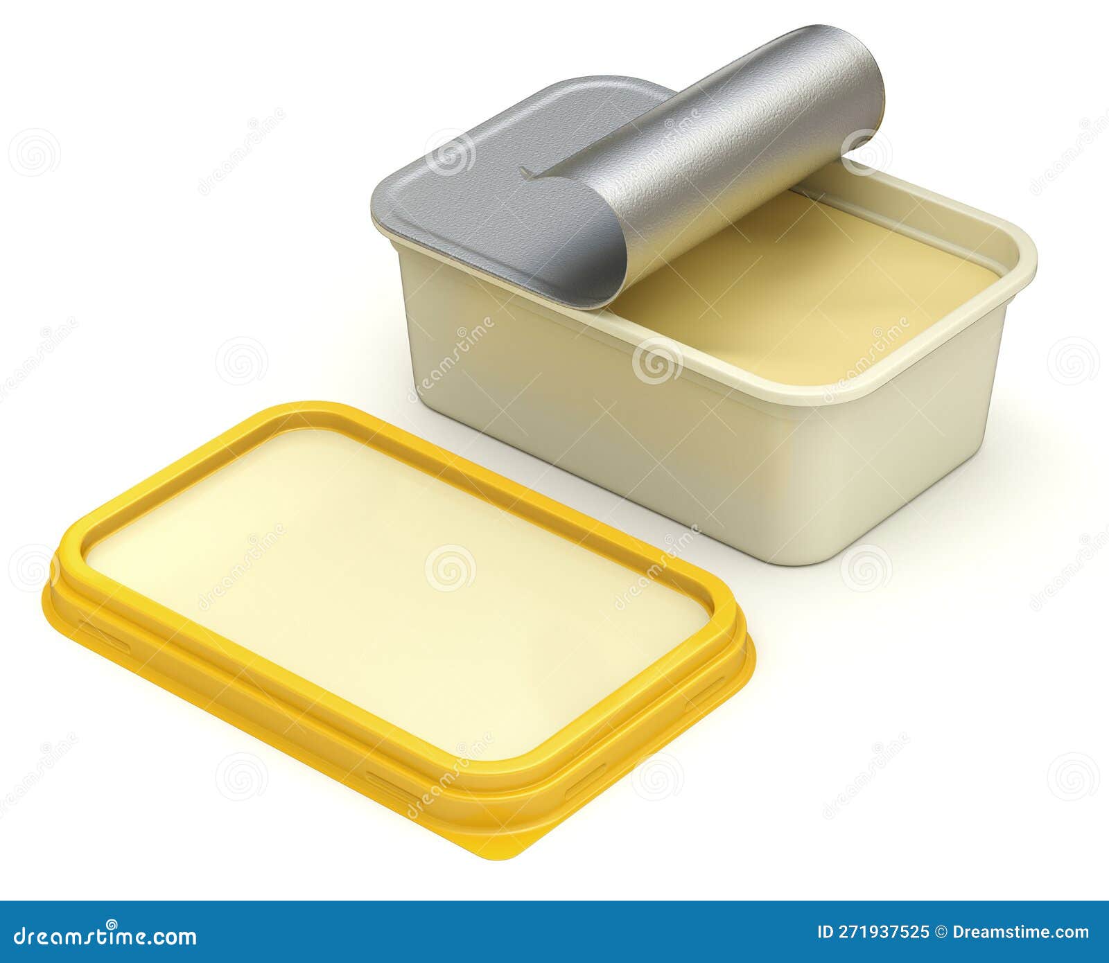Open Colored Margarine Box Mockup with Empty Surface and Lid Stock ...