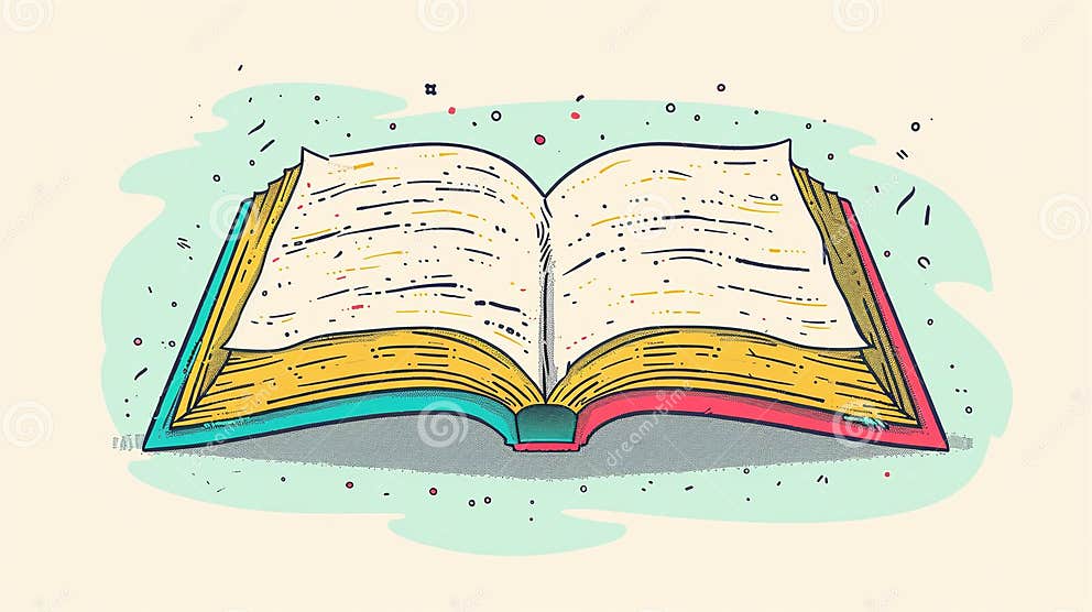 Open Colorful Book with Floating Elements Magical Learning Concept ...