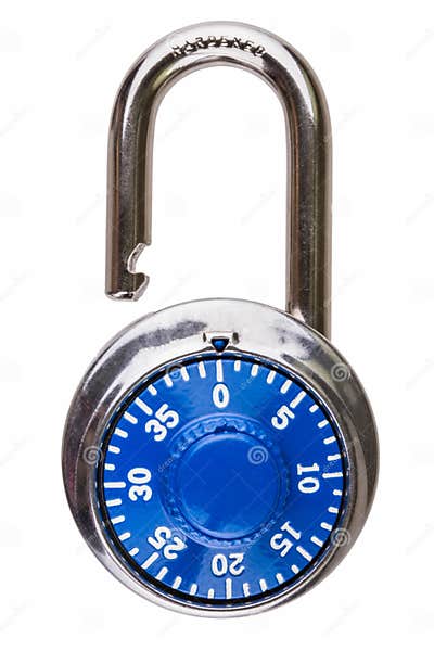 Open Combination Lock with Blue Dial Stock Image - Image of security ...