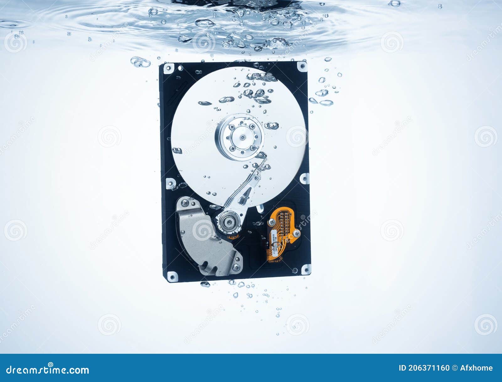 Open Computer Hard Drive Dropped into Water, Sinking Stored Data ...