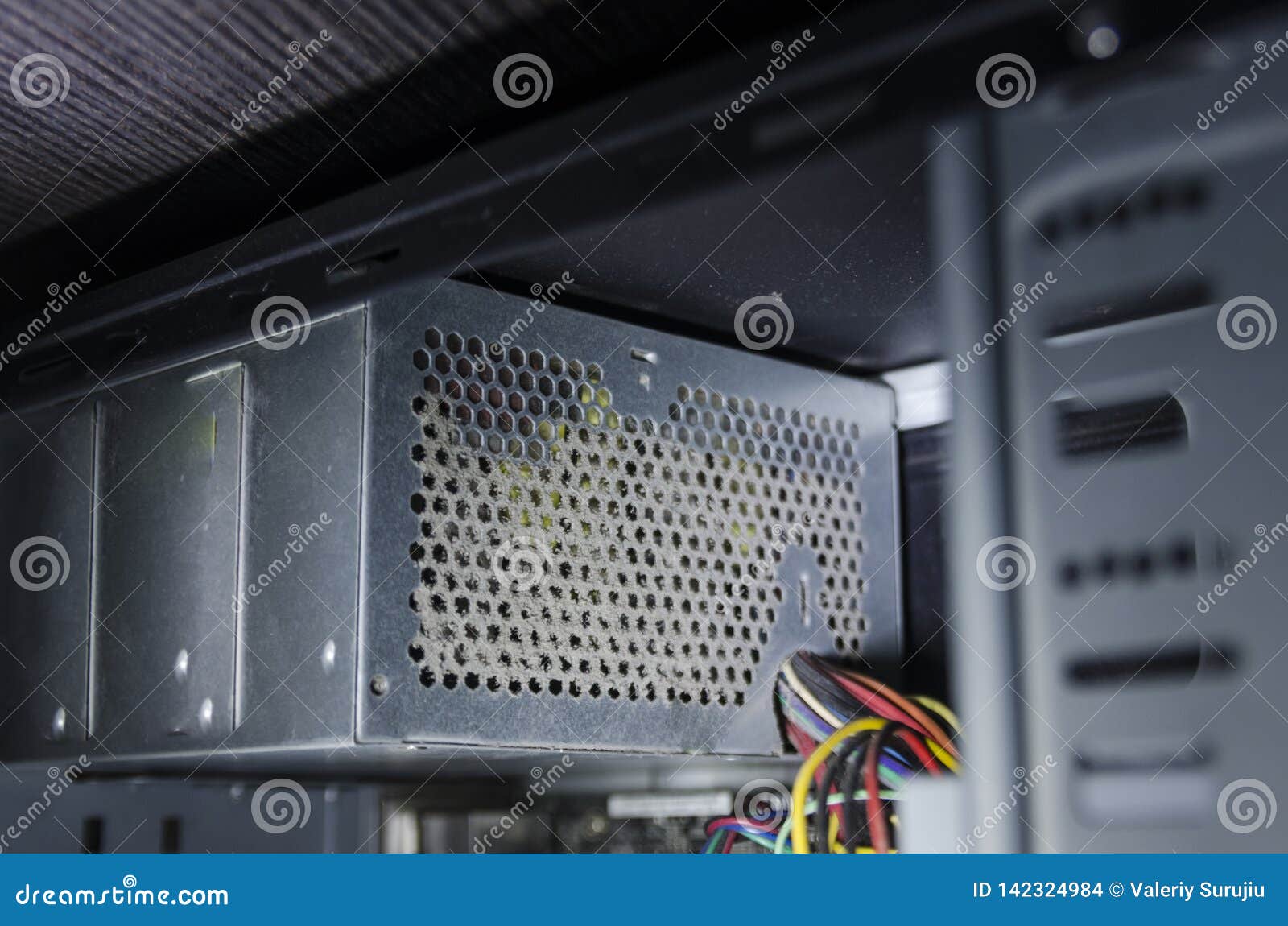 Open Computer Power Supply Unit with Dust Stock Photo - Image of plate ...