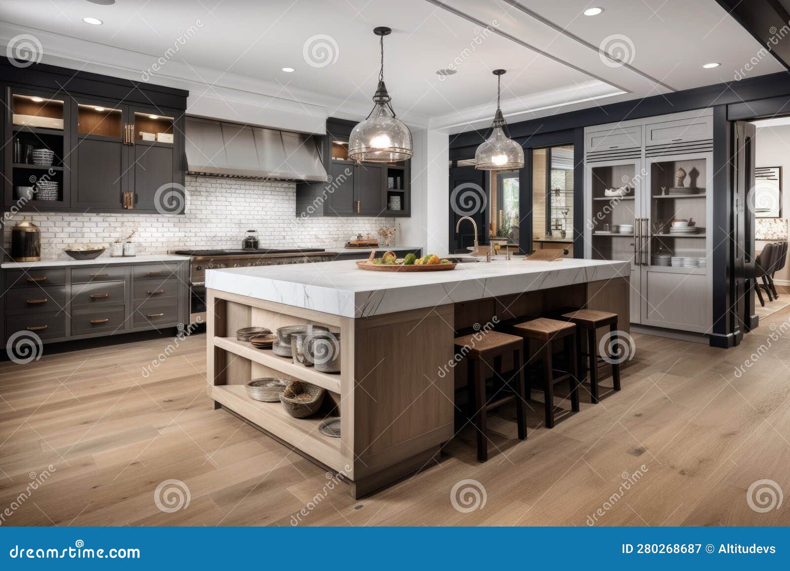 An Open-concept Kitchen with Custom-built Cooking Stations and an ...