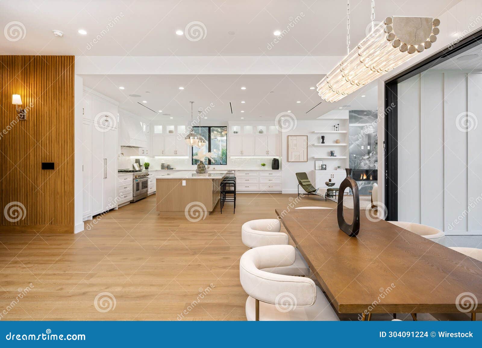 This is an Open Concept Kitchen with Dining Area and Bar Editorial ...