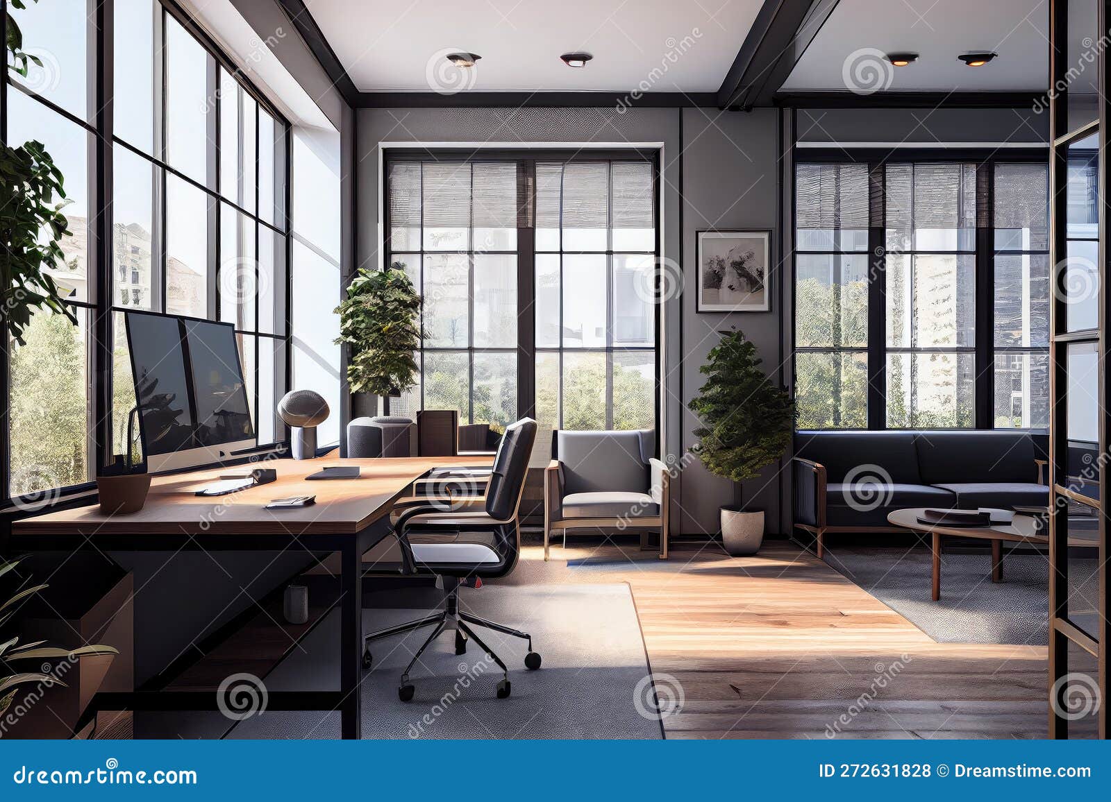 Open-concept Office with Large Windows and Natural Light, Providing a ...