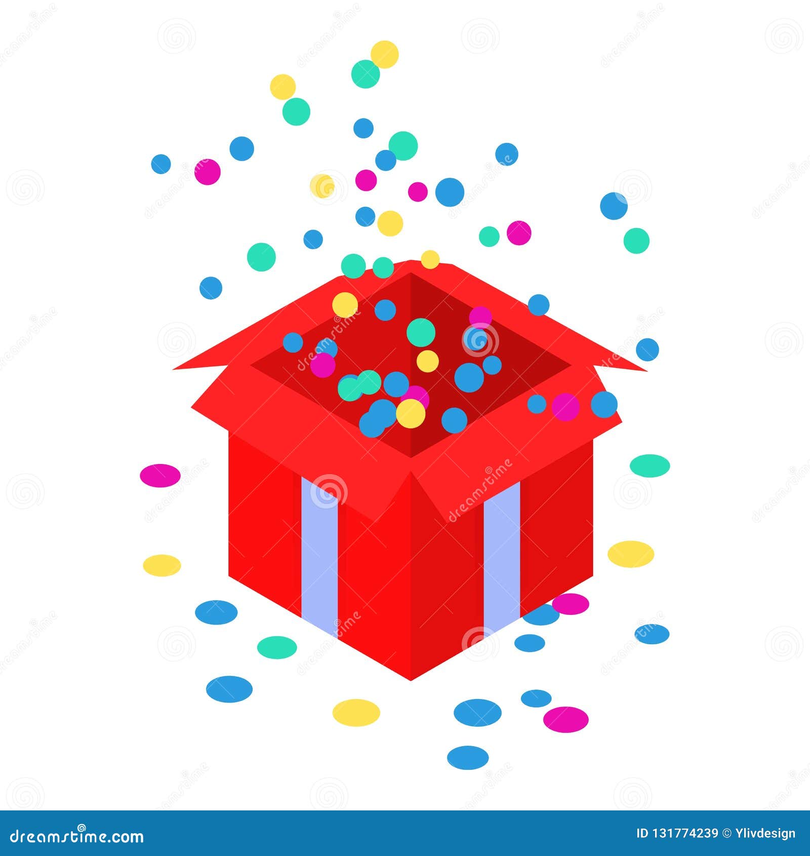 Open Confetti Red Gift Box Icon, Isometric Style Stock Vector ...