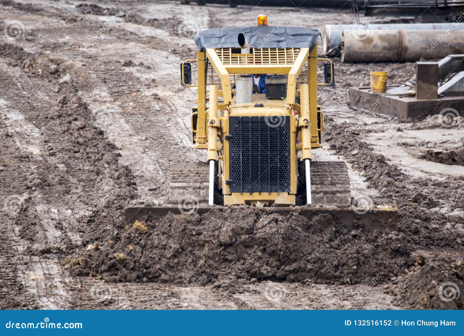 Open Construction Work Site with Heavy Machinery Equipment Construction ...