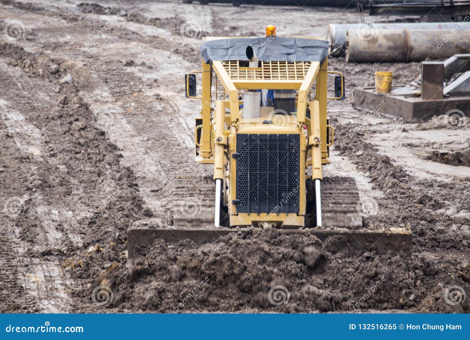 Open Construction Work Site with Heavy Machinery Equipment Construction ...