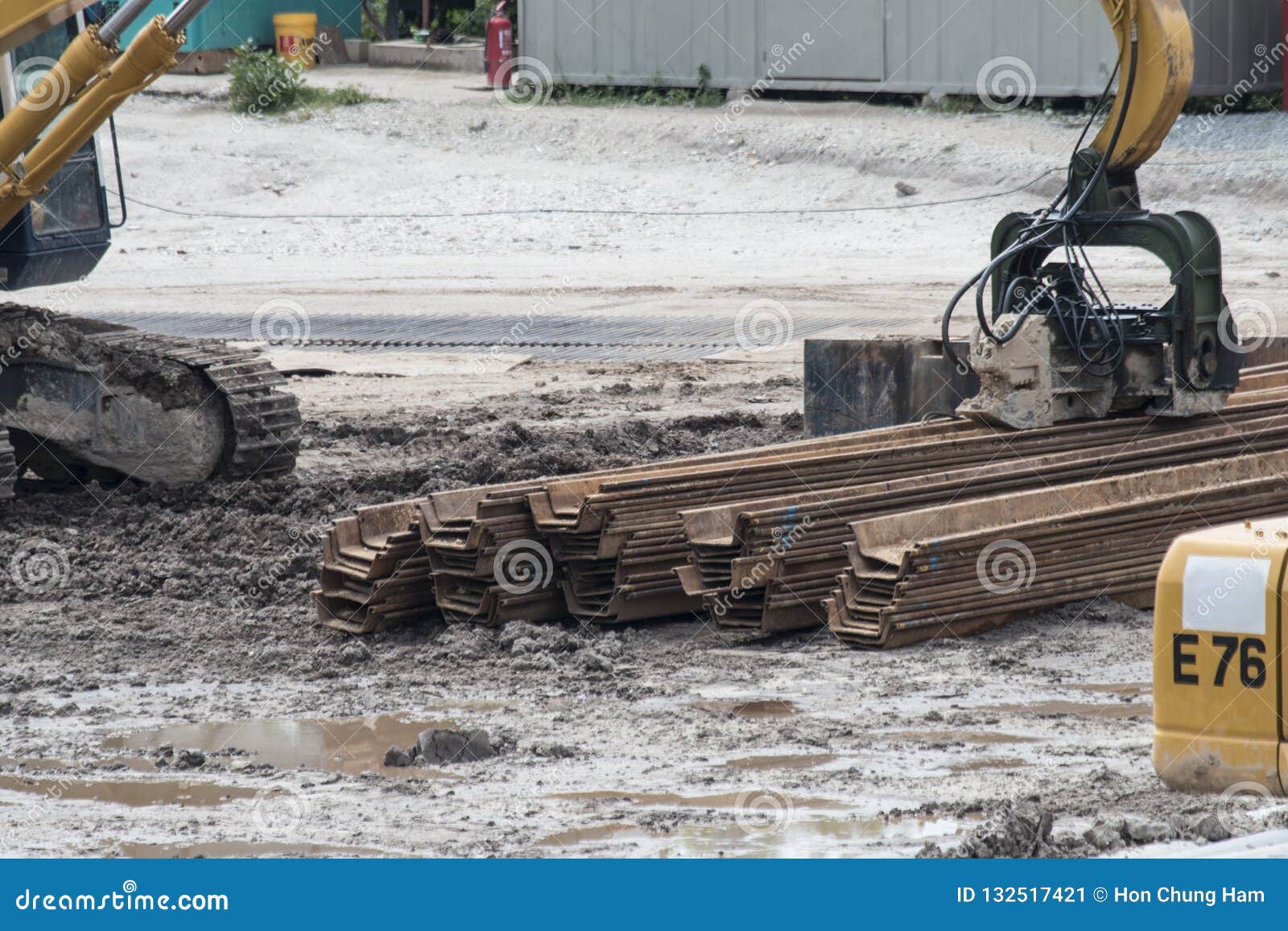 Open Construction Work Site with Heavy Machinery Equipment Construction ...