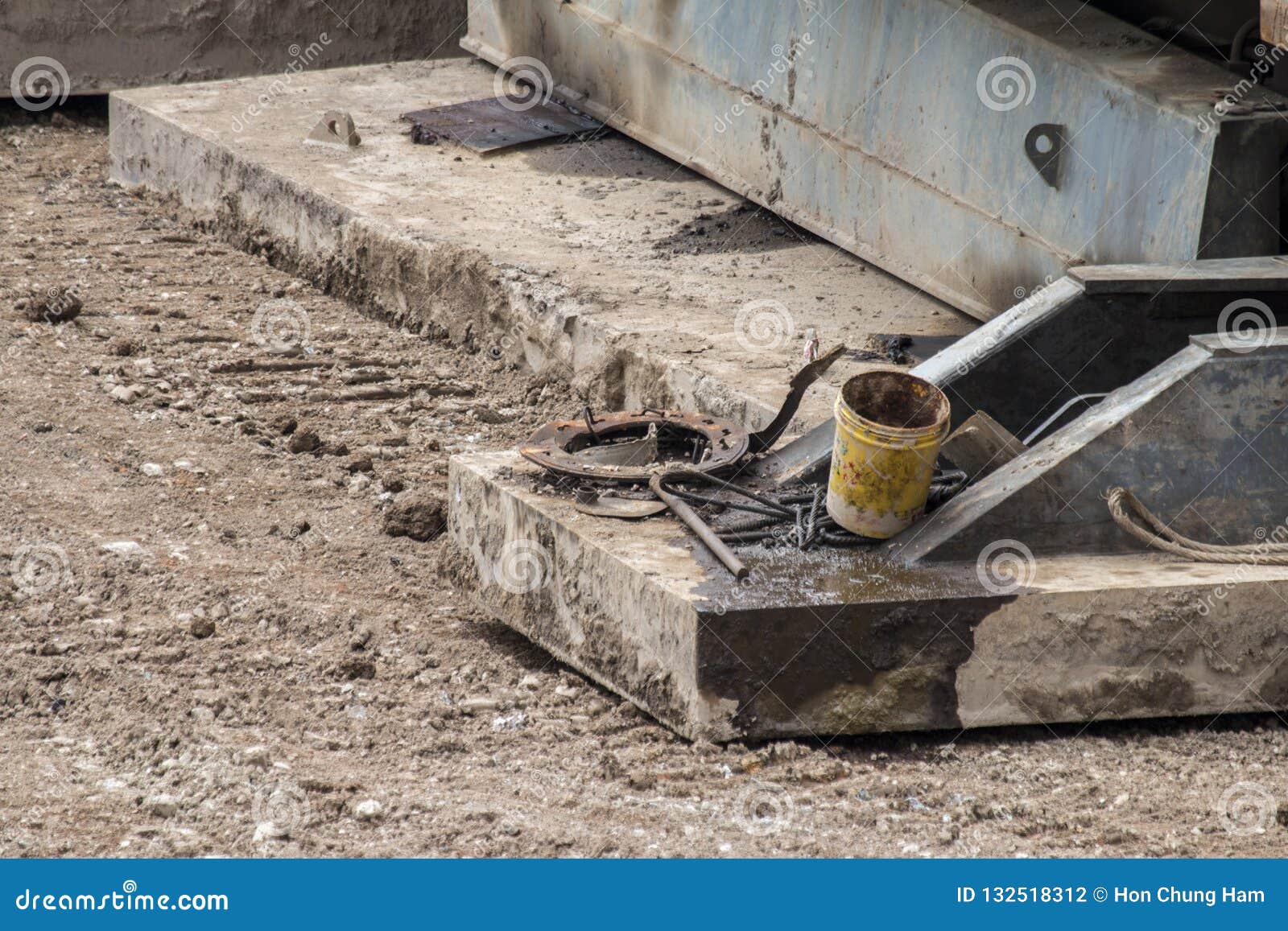 Open Construction Work Site with Heavy Machinery Equipment Construction ...