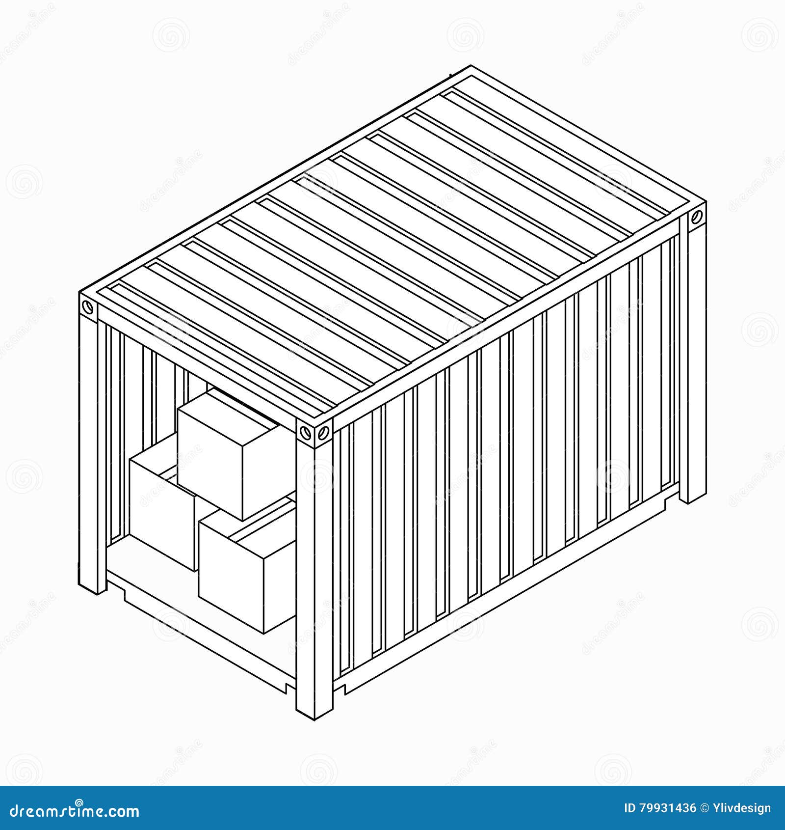 Open Container with Boxes Icon, Isometric 3d Style Stock Vector ...