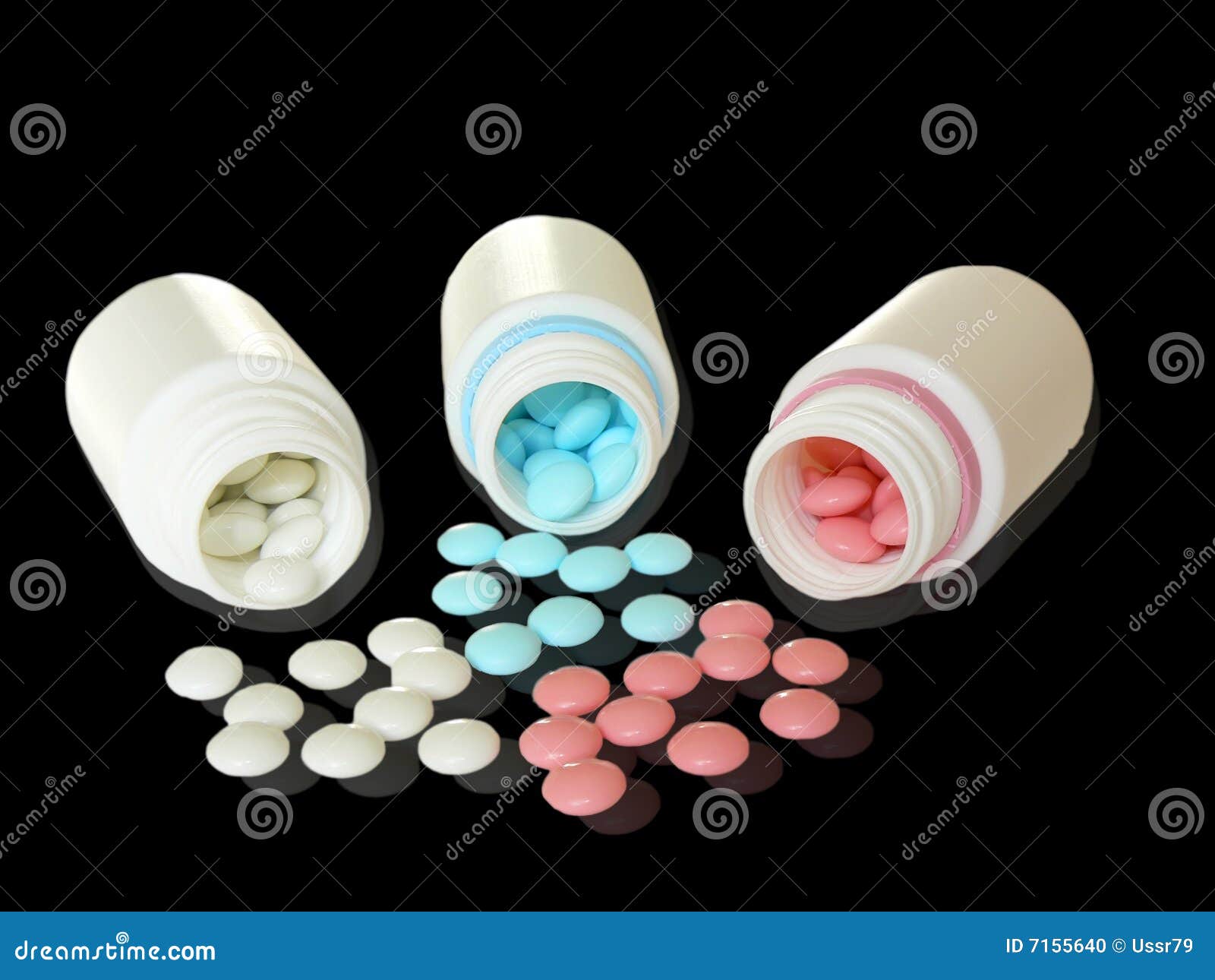 Open containers with pills stock photo. Image of reflect - 7155640