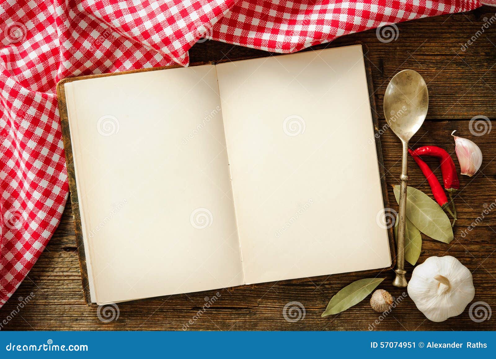 Open Cookbook with Kitchenware Stock Image - Image of background ...