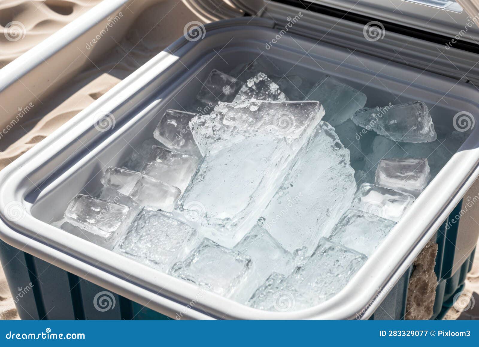 An Open Cooler Ice Melted after a Day at the Beach Stock Illustration ...