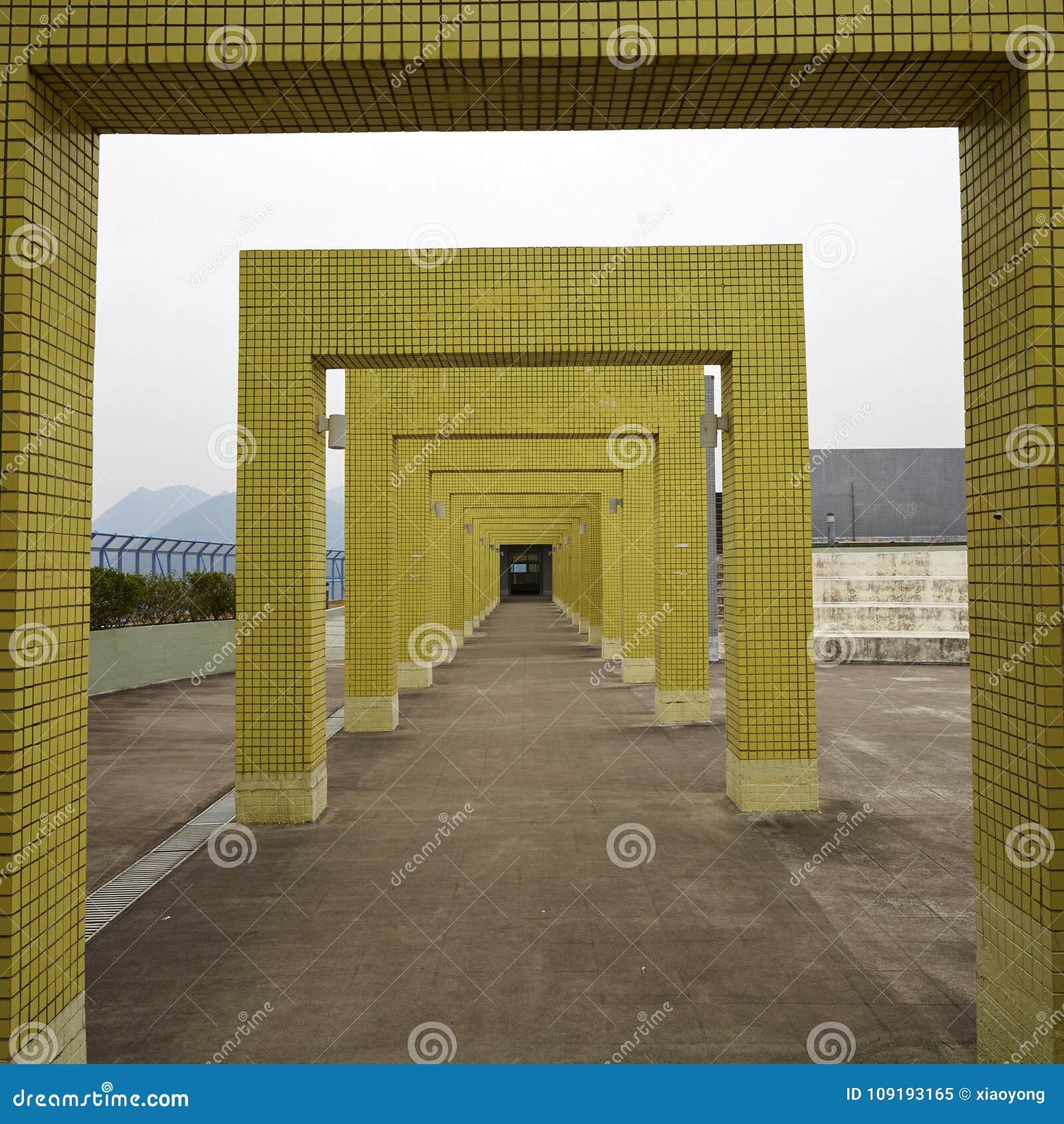 Open Corridor in Unique Design Stock Image - Image of buildings, design ...