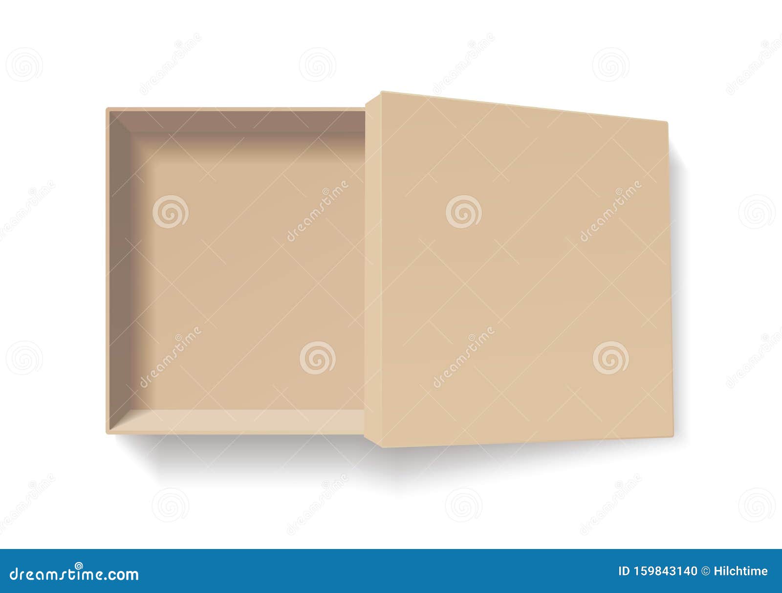 Open Craft Box. Empty Cardboard Container Template. 3d Top View. Blank ...