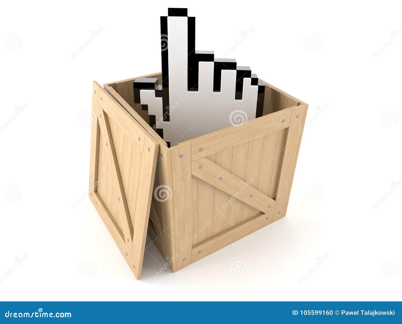Open Crate with Internet Cursor Stock Illustration - Illustration of ...