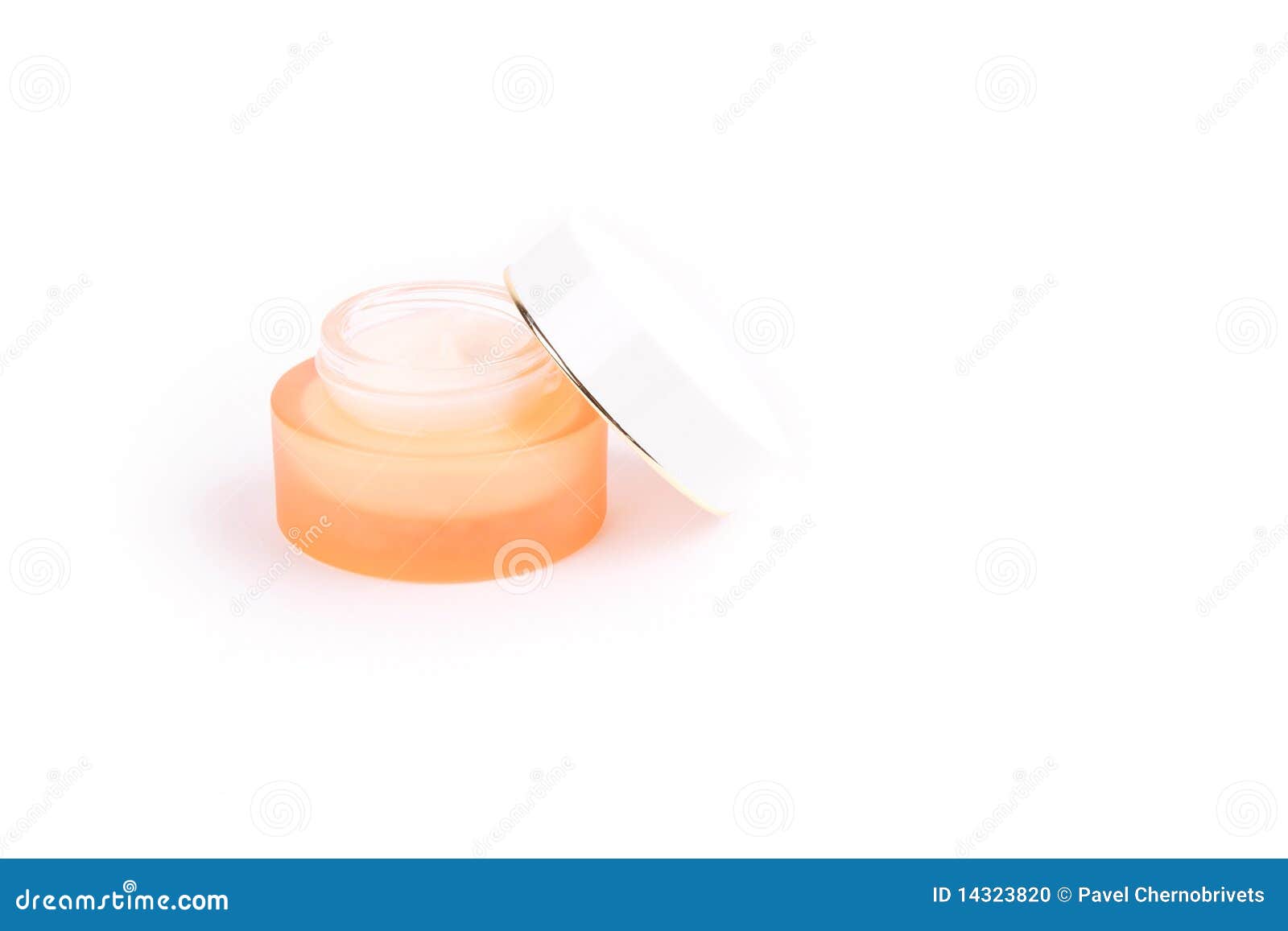 Open Cream in Yellow Container Isolated on White Stock Photo - Image of ...