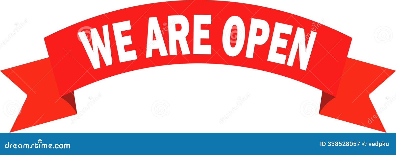 We are Open Curved Red Ribbon, we are Open Ribbon, we Re Open Sign, we ...