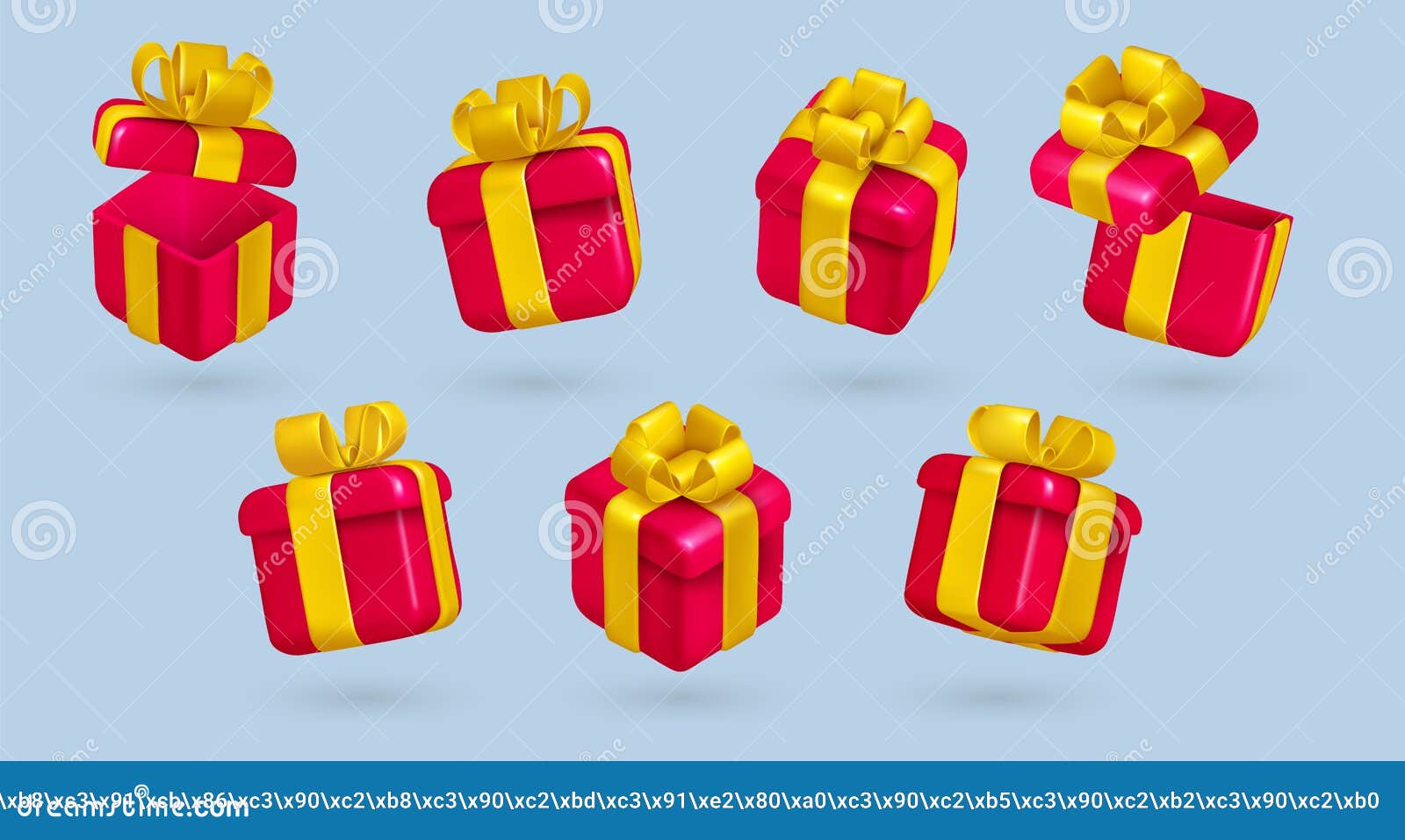 Open 3d Birthday Gift Box. Presents Different Angle View, Render ...