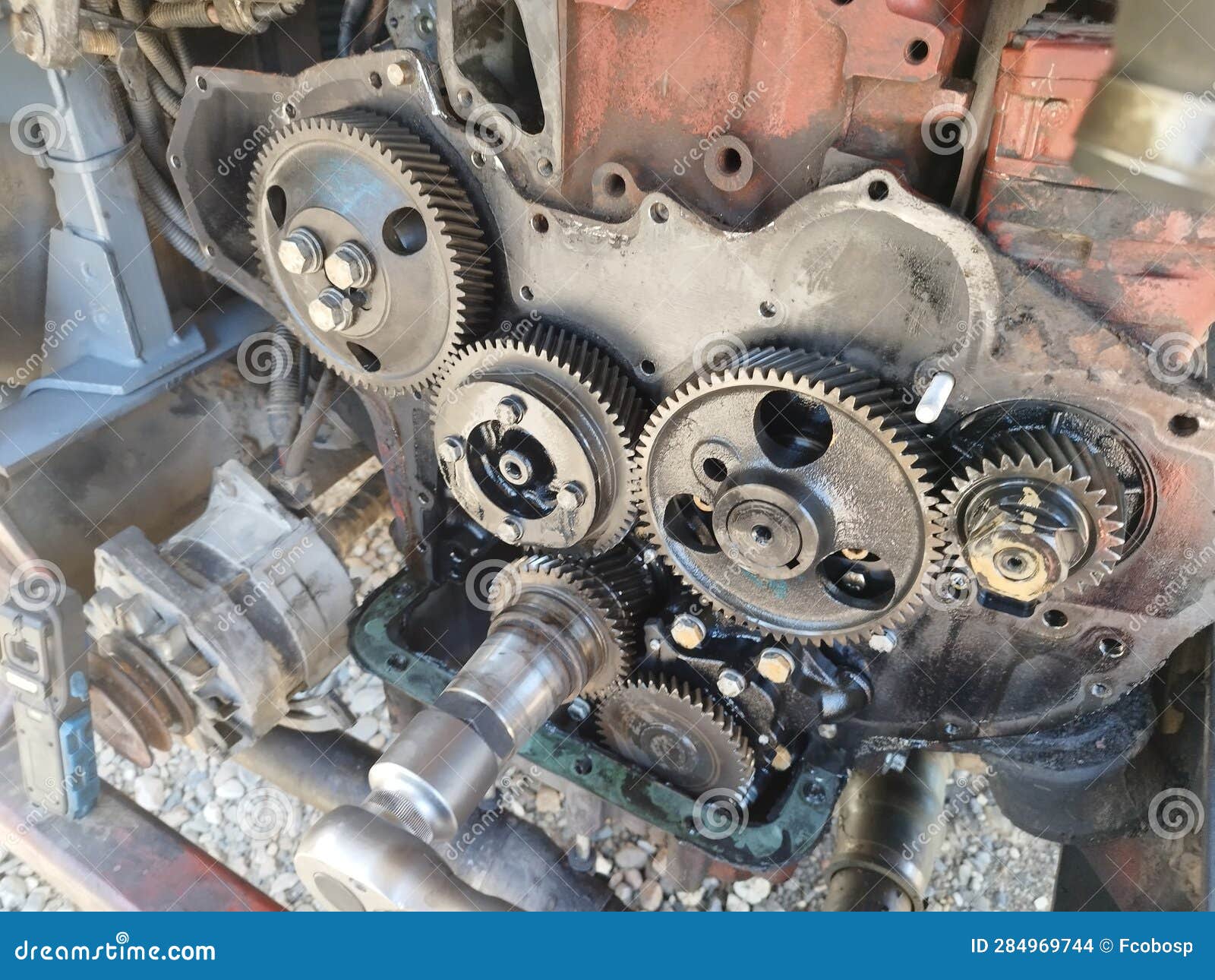 Open damaged engine bus stock photo. Image of machine - 284969744