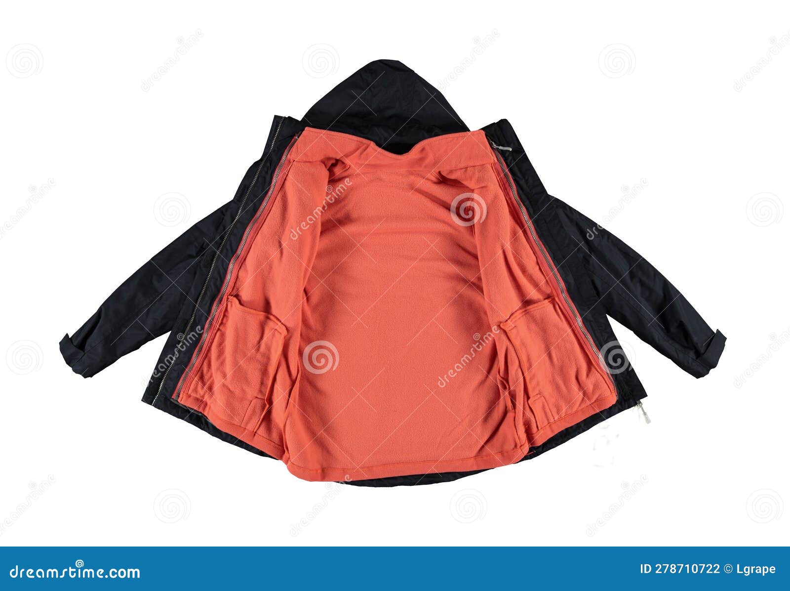 Open Dark Blue Jacket with Warm Orange Lining. Stock Photo - Image of ...